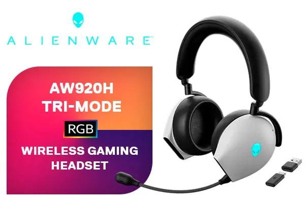 Alienware AW920H Tri-Mode Wireless Gaming Headset - Open Box | Lunar Light