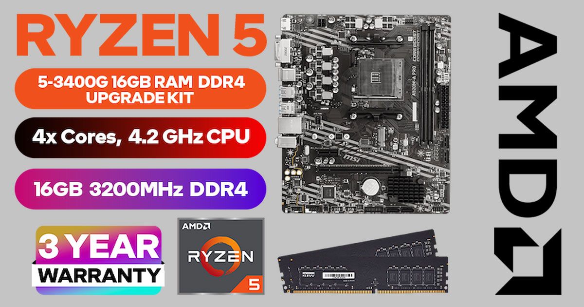 MSI A520M-A PRO Kit — Ryzen 5 3400G + 16GB DDR4