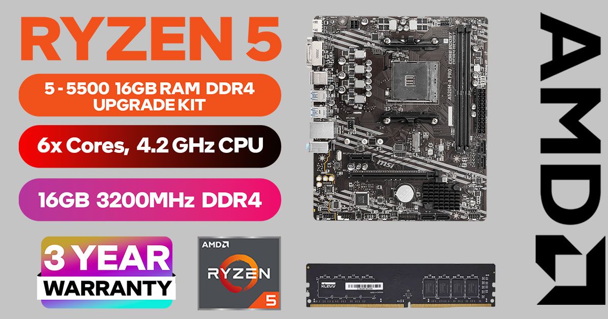 AMD Ryzen 5 5500 Kit — MSI A520M-A PRO + 16GB DDR4
