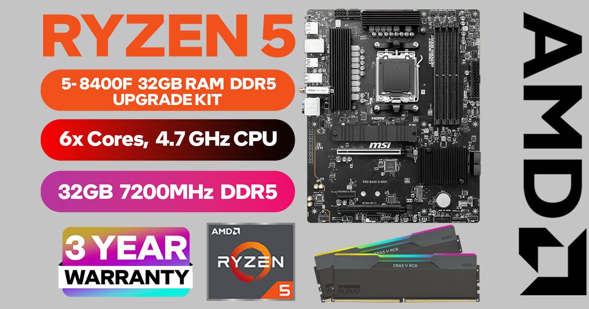 AMD Ryzen 5 8400F PRO B650 S WiFi & 32GB DDR5 7200MHz Upgrade Kit