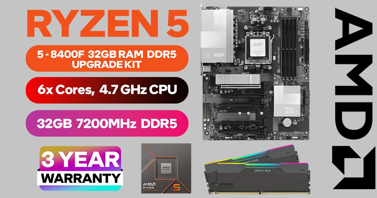 AMD RYZEN 5 8400F PRO B840 P WiFi 32GB DDR5 7200MHz Upgrade Kit