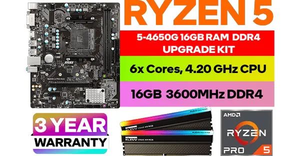 AMD RYZEN 5 PRO 4650G & B450M A PRO MAX - 16GB RGB 3600MHz Kit