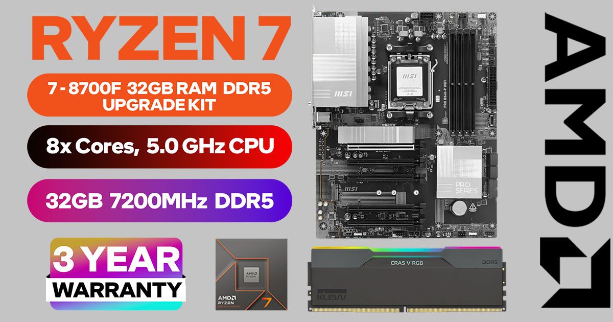 AMD Ryzen 7 8700F Kit — 32GB DDR5 7200MHz + MSI B840-P WiFi