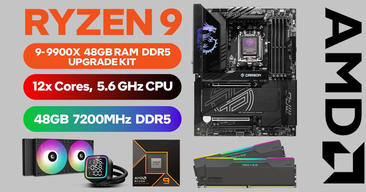 Upgrade Your PC with AMD RYZEN 9 9900X MPG X870E Carbon WiFi & 48GB DDR5