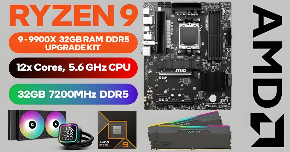 AMD RYZEN 9 9900X PRO B650-S WiFi Upgrade Kit - 32GB DDR5 7200MHz