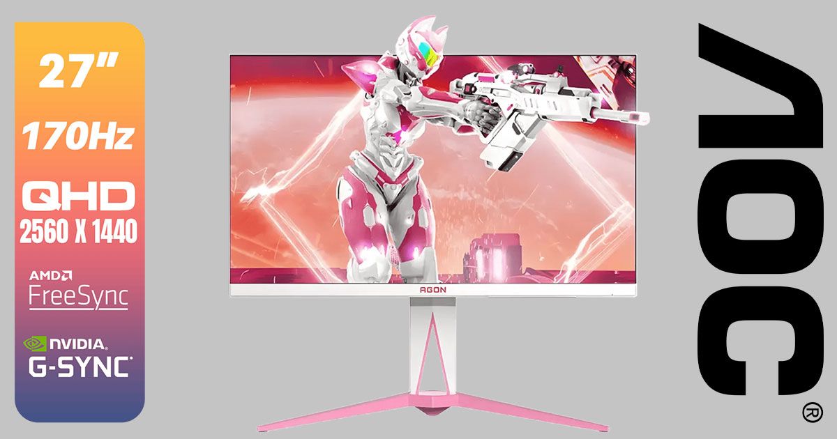 AOC AGON AG275QXR 27" QHD 170Hz Gaming Monitor - Pink