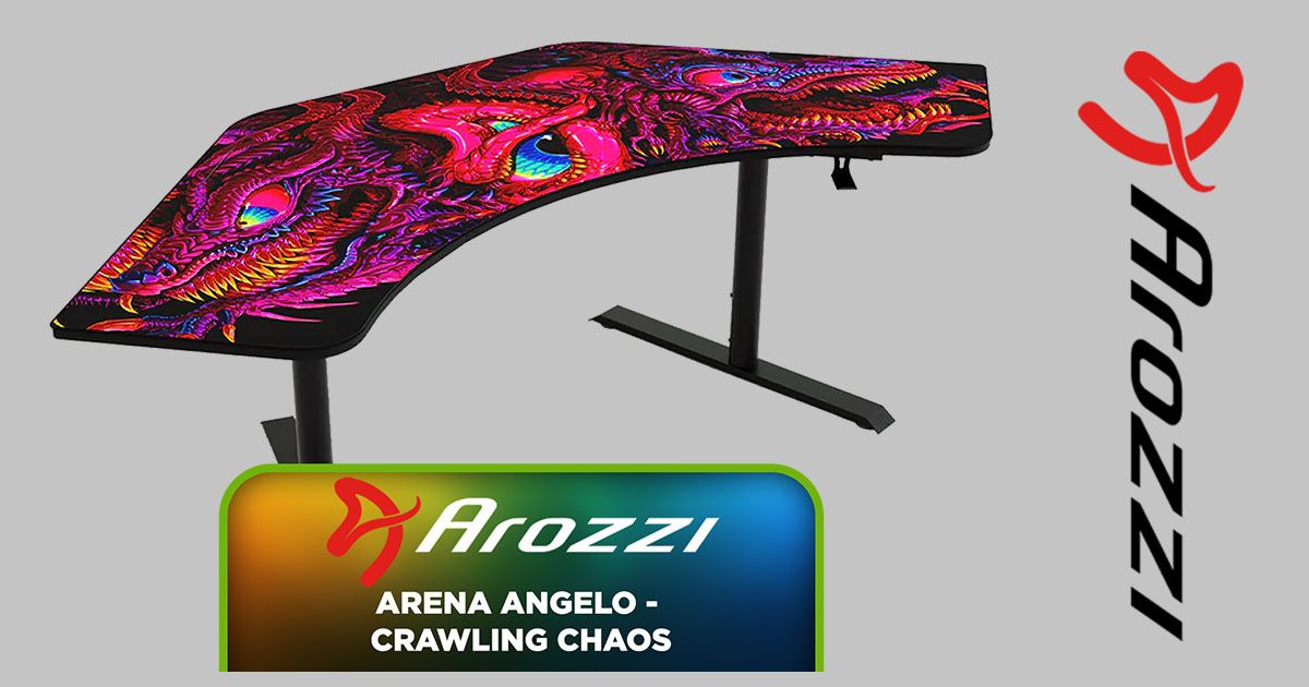 Arozzi Arena Angelo Crawling Chaos Gaming Desk - Full Microfiber Surface