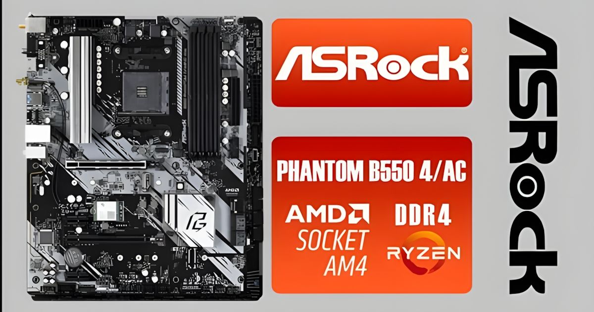 ASRock Phantom Gaming B550 WiFi 4 AM4 ATX Motherboard