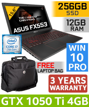 ASUS FX553VE 1050 Ti Laptop With 256GB SSD And 12GB RAM