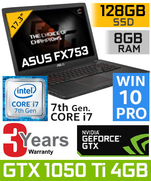 ASUS FX753VE Core i7 GTX 1050 Ti Gaming Laptop With 128GB SSD - Free ...