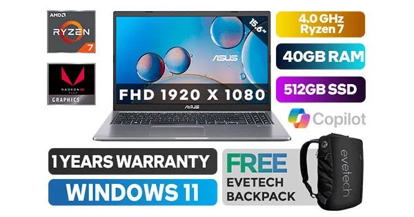 Buy ASUS M515DA RYZEN 7 Laptop - 40GB RAM | High Performance & Portability