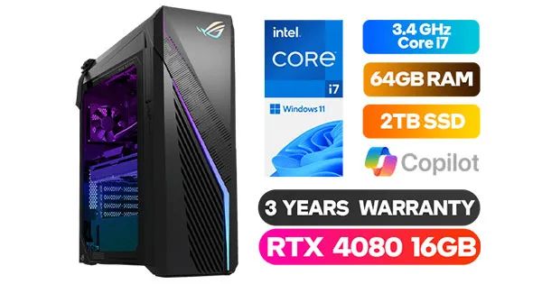 ASUS ROG Strix G16CH Gaming Desktop PC - Intel i7, RTX 4080, 64GB RAM ...