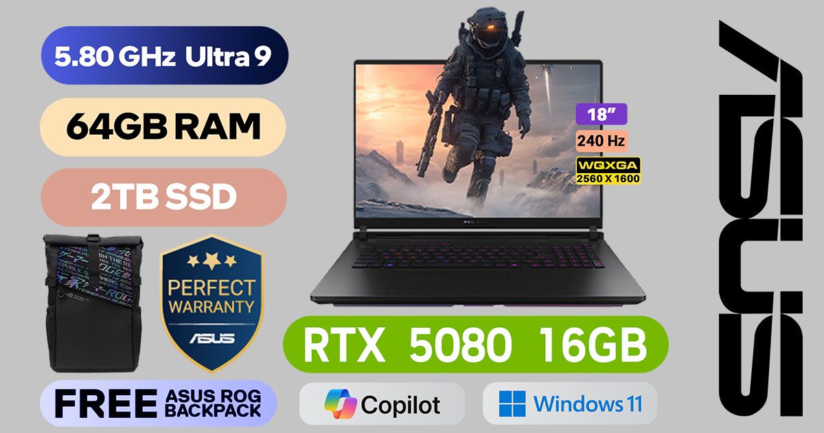 ASUS ROG STRIX SCAR 18 G835 Ultra 9 | RTX 5080 | 64GB/2TB | High‑End ...