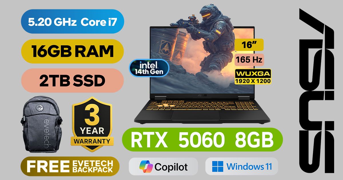 ASUS TUF F16 FX608JMR - Core i7 RTX 5060 Gaming Laptop with 2TB SSD