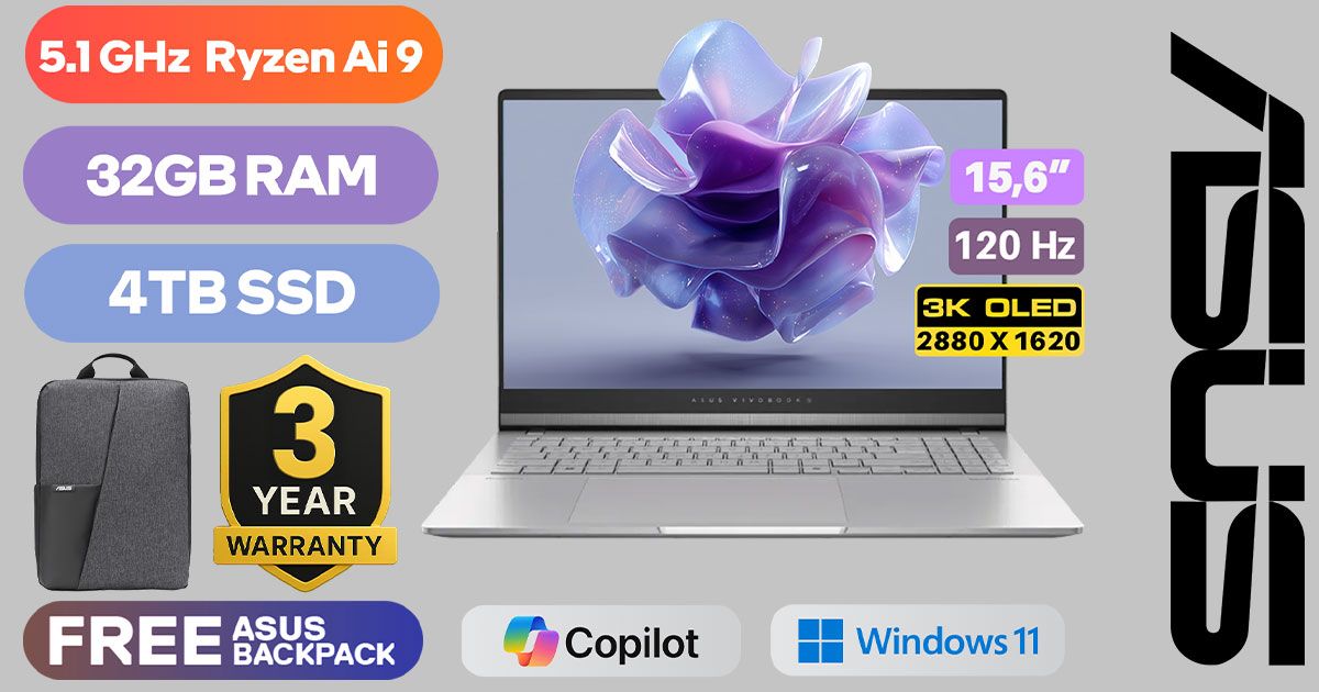 ASUS Vivobook S15 M5506WA Ryzen 9 Laptop with 2TB SSD - Fast & Powerful