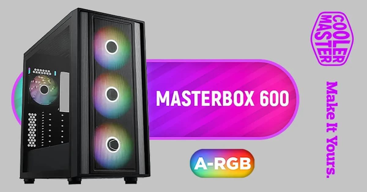 Cooler Master MasterBox 600 MB600 Mid-Tower PC Case - Tempered Glass