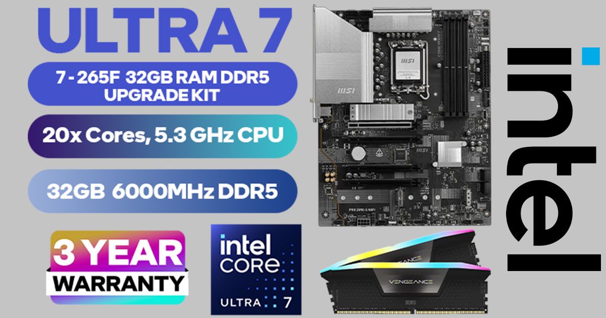 Core Ultra 7 265F Z890 S Wi Fi Upgrade Kit - 32GB DDR5 6000MHz RGB
