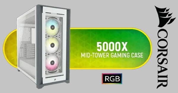 Corsair 5000X RGB CC-9011213-WW White Mid-Tower PC Case | Evetech