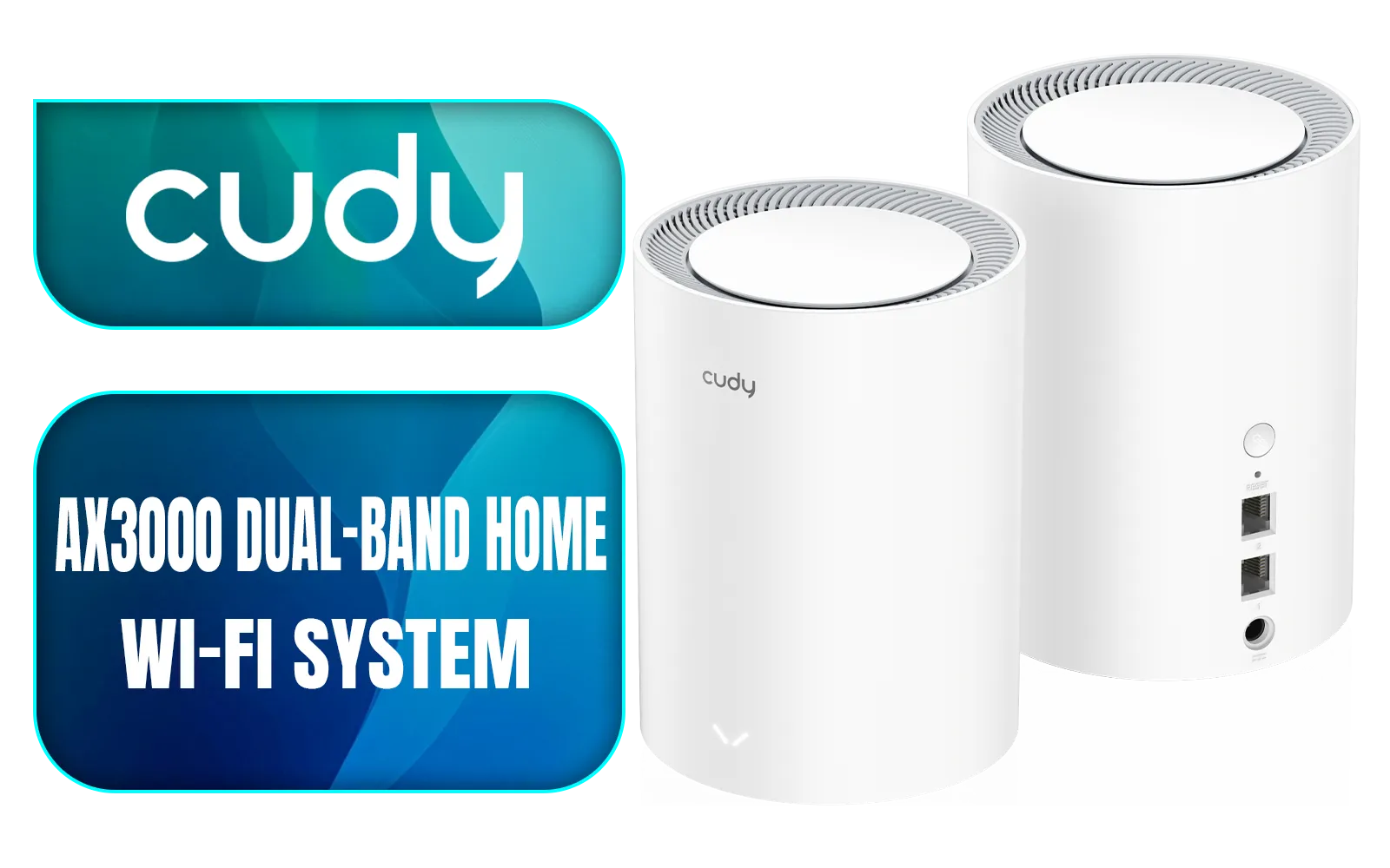 CUDY M3000W AX3000 Mesh Kit — 2.5G Dual‑Band Wi‑Fi 6