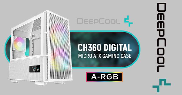 DeepCool CH360 Digital White PC Case — ARGB Fans, 320mm GPU