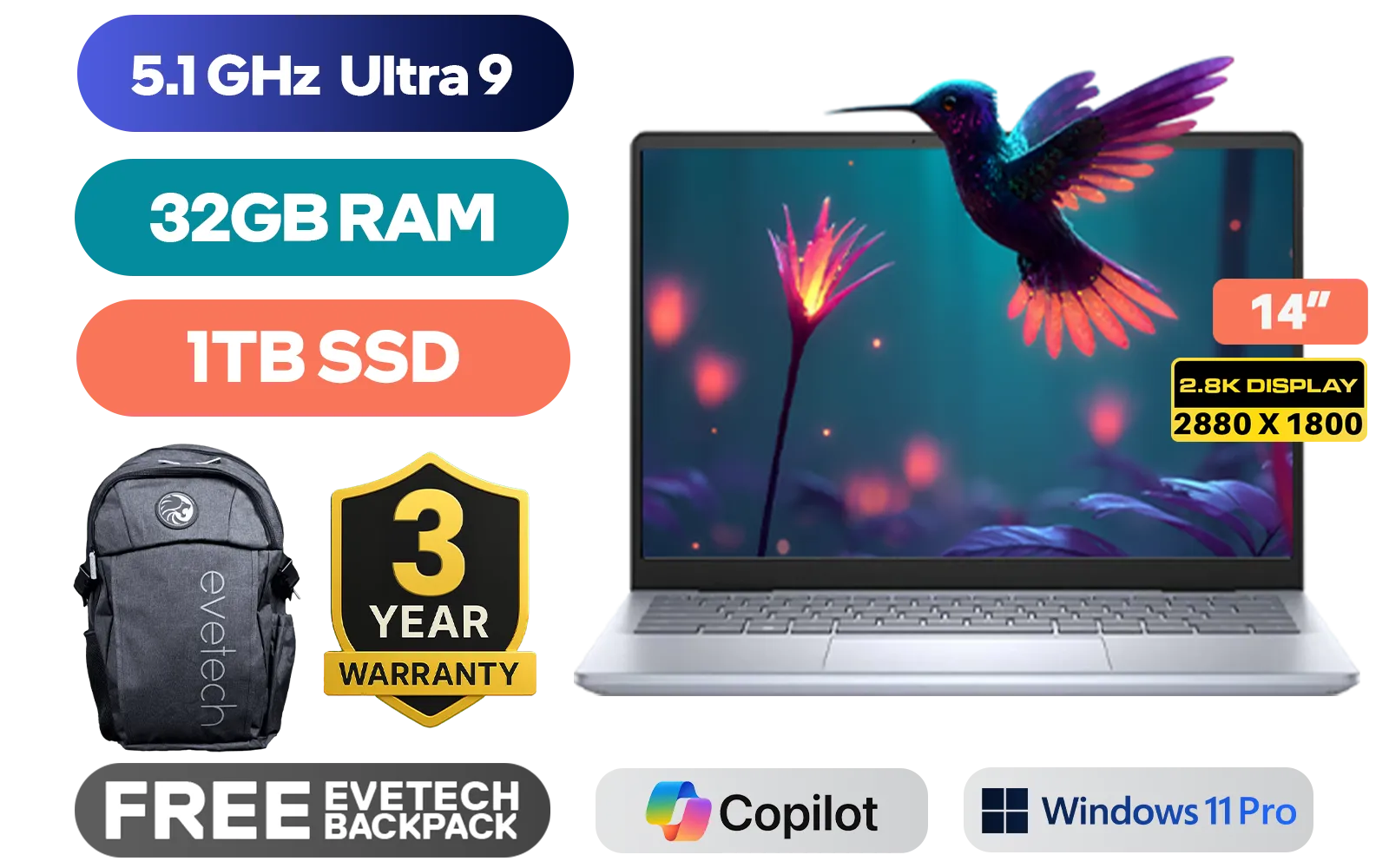 Dell Inspiron 14 7440 Intel® Core™ Ultra 9 | 32GB/1TB | Performance ...