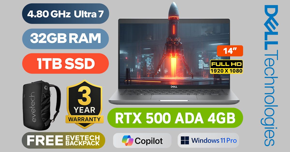 DELL Precision 3490 Workstation Laptop - Intel Core Ultra 7 & RTX 500 ADA