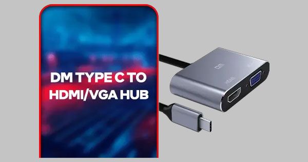 DM Type C to HDMI VGA Hub | High-Speed Video & Audio Adapter