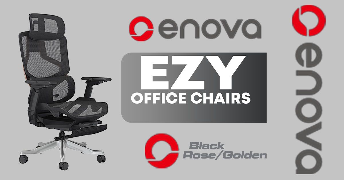 Enova EZY Office Chair Black Rose Golden - Stylish Comfort