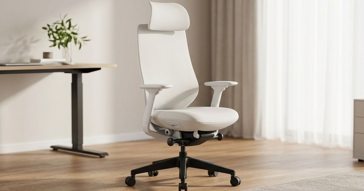 Enova Sparta 3 Office Chair — Dual-Axis Headrest, Light Grey