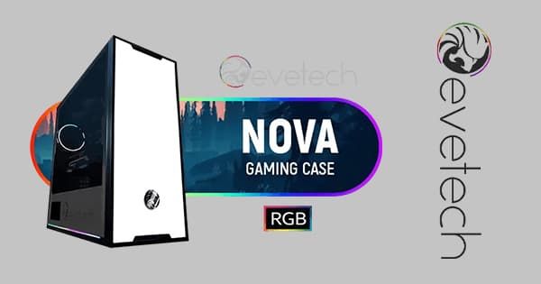 Evetech NOVA Tempered Glass ATX Gaming Case with 6x RGB Fans