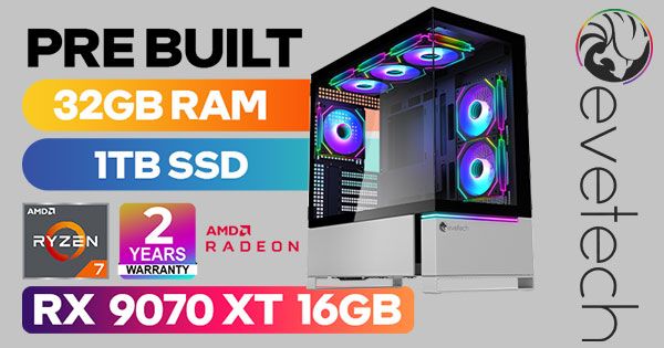 RYZEN 7 9700X + RX 9070 XT Gaming PC | 32GB DDR5