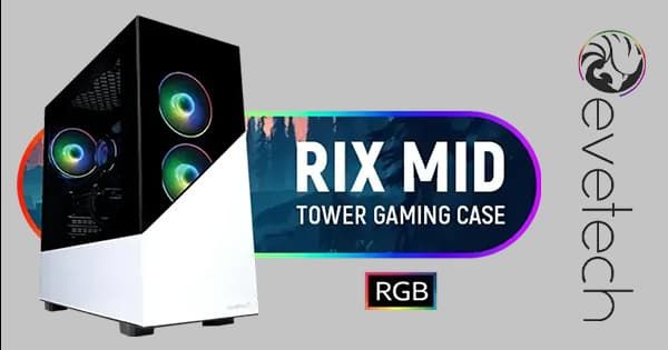 Evetech RIX Mid-Tower Gaming Case White | Stylish & Durable Design