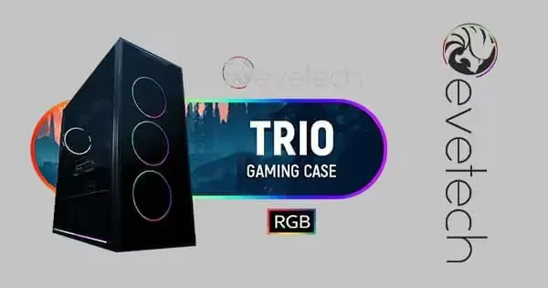 Evetech TRIO Tempered Glass ATX Gaming Case with 6 RGB Fans | Evetech