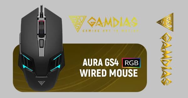 Gamdias AURA-GS4 RGB Gaming Mouse — 3600 DPI, 6 Keys