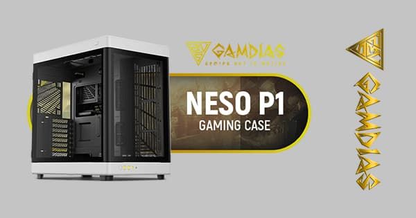 GAMDIAS NESO P1 BW E-ATX Gaming Case – Panoramic Airflow