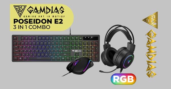 Gamdias Poseidon E2 3-in-1 Gaming Combo — 3600 DPI