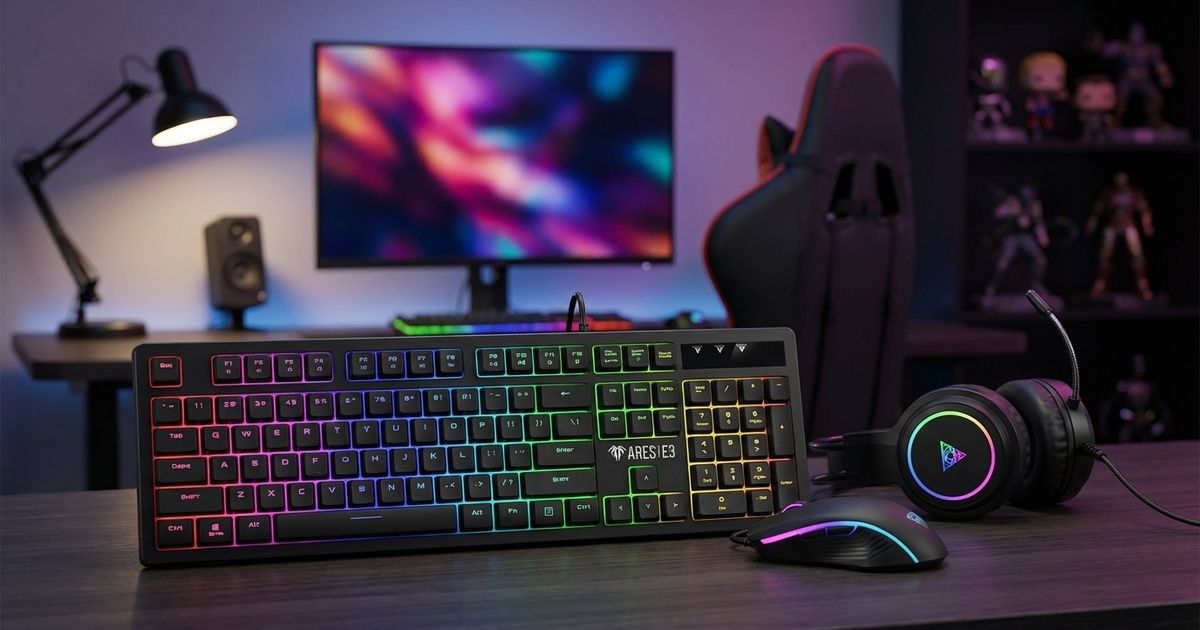 Gamdias Poseidon E2 3‑in‑1 Gaming Combo — RGB, 3600 DPI