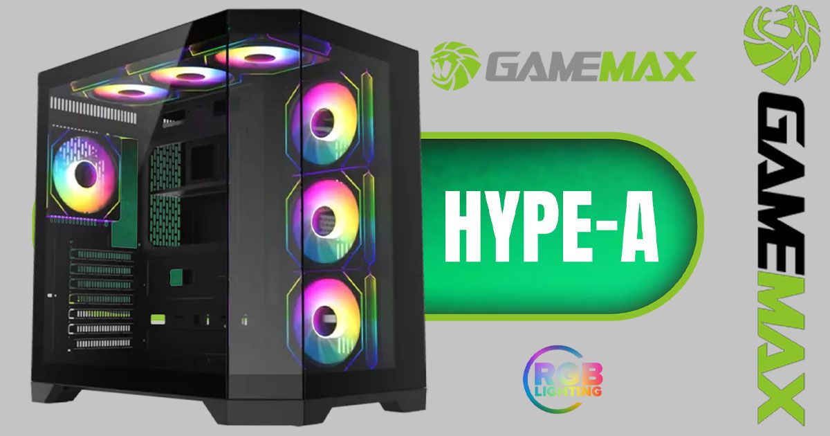 Gamemax HYPE-A-BK ATX Mid-Tower Gaming Case, Tempered Glass