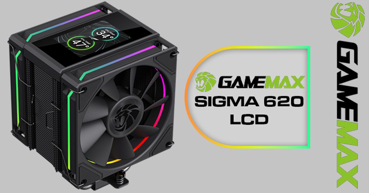 Gamemax SIGMA-620-LCD-BK 2.8" LCD Air Cooler - 245W TDP