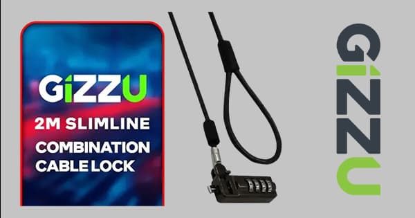GIZZU 2m Slimline Combination Cable Lock - Secure Your Belongings