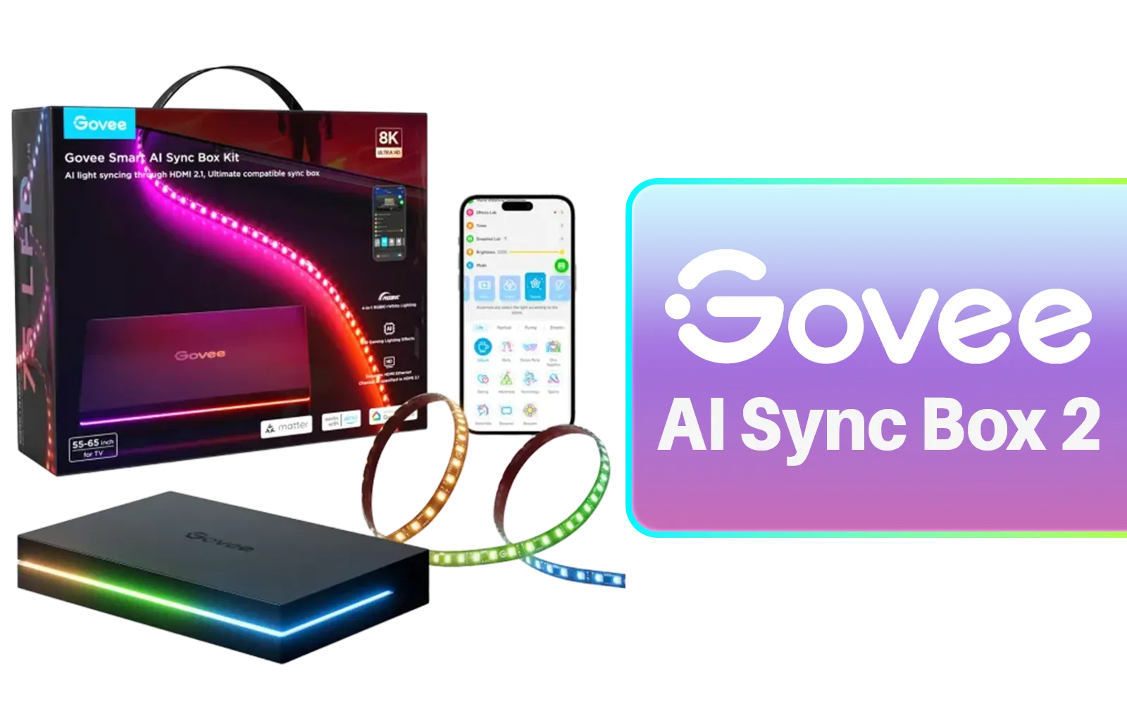 Govee AI Sync Box 2 | HDMI 2.1 8K@60Hz 4K@144Hz Gaming Sync