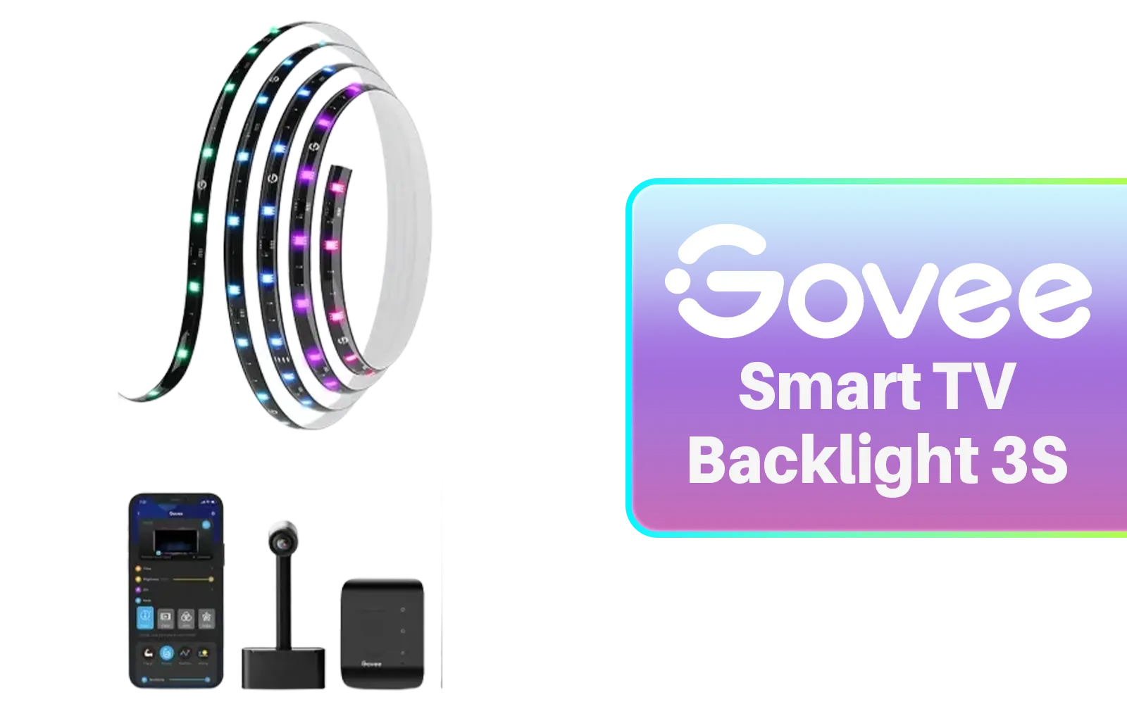 GOVEE Smart TV Backlight 3S (55–65") Netflix Edition – RGBICW, 1080p Camera