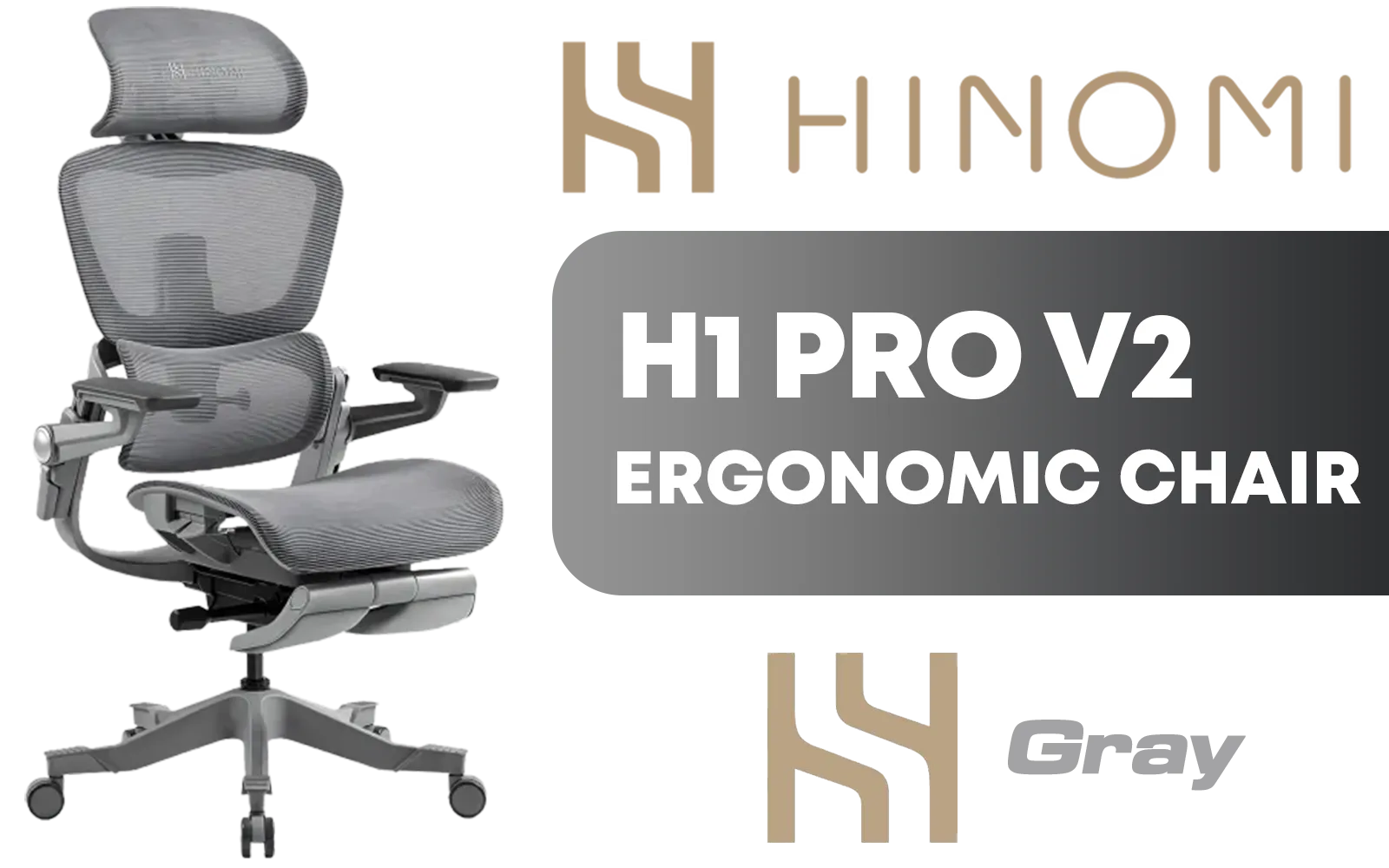 Hinomi H1 Pro V2 Ergonomic Foldable Chair — Gray, Adjustable Comfort