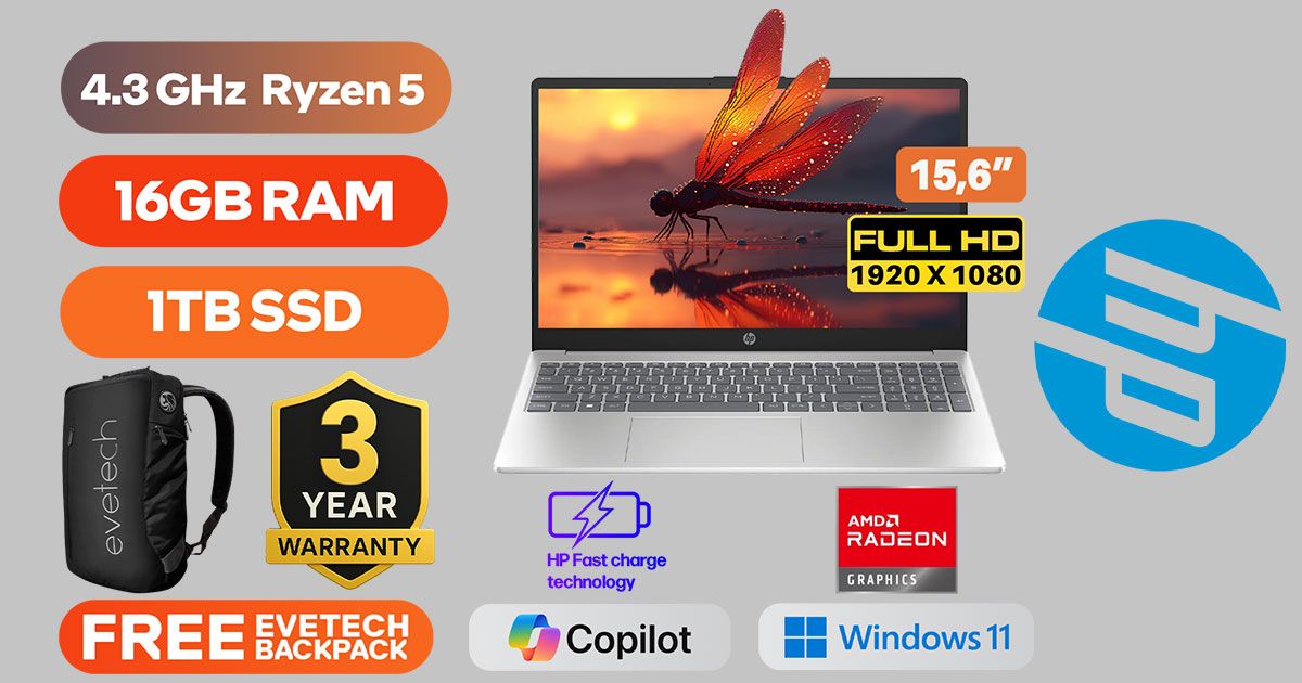HP 15-fc0002ni Ryzen 5 Laptop - 1TB SSD | Powerful Performance & Speed ...