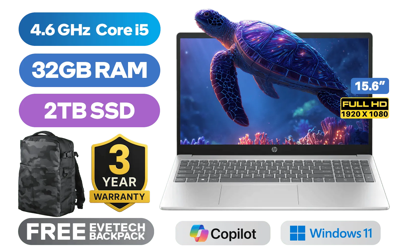 HP 15-fd0123ni Intel Core i5 | 32GB/2TB | Performance Laptop