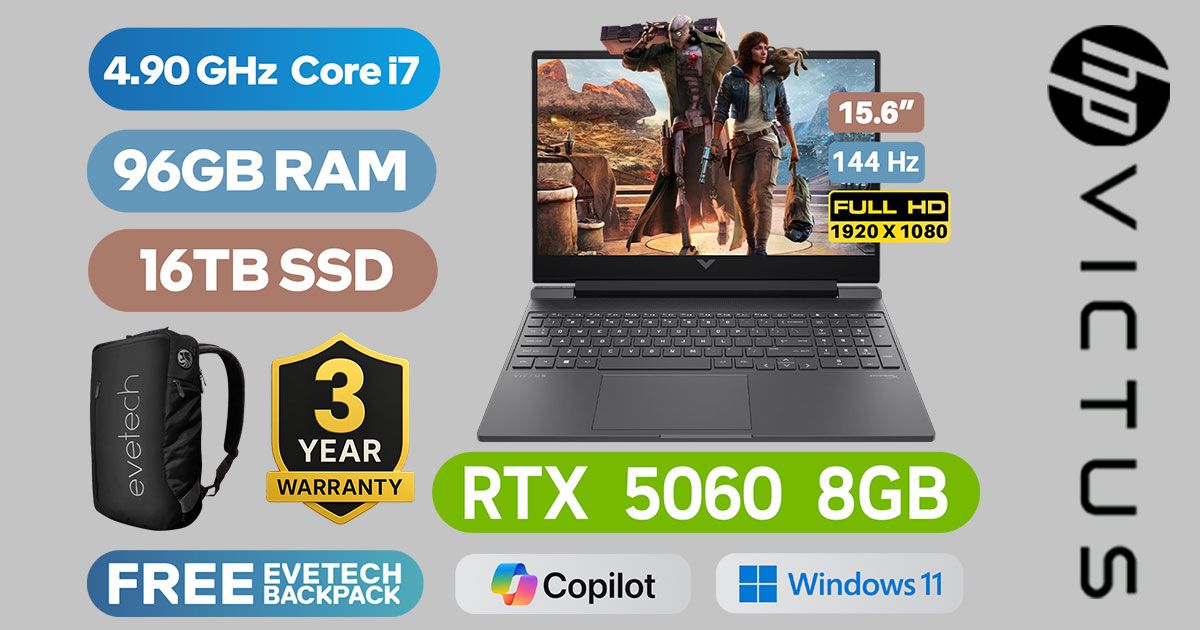 HP Victus 15 Gaming Laptop i7 RTX 5060 – 96GB RAM & 16TB SSD