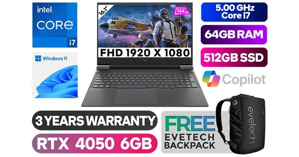 Buy HP Victus Intel Core i7 RTX 4050 Gaming Laptop | 64GB RAM ...