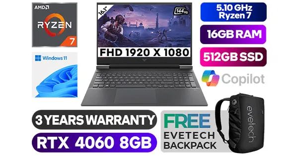 HP Victus Ryzen 7 RTX 4060 Gaming Laptop - High Performance Gaming