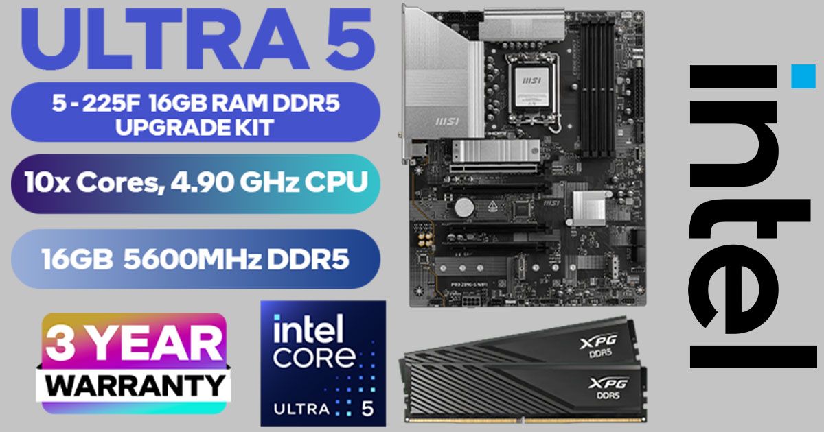 Intel Core Ultra 5 225F Kit — Z890-S Wi‑Fi, 16GB DDR5