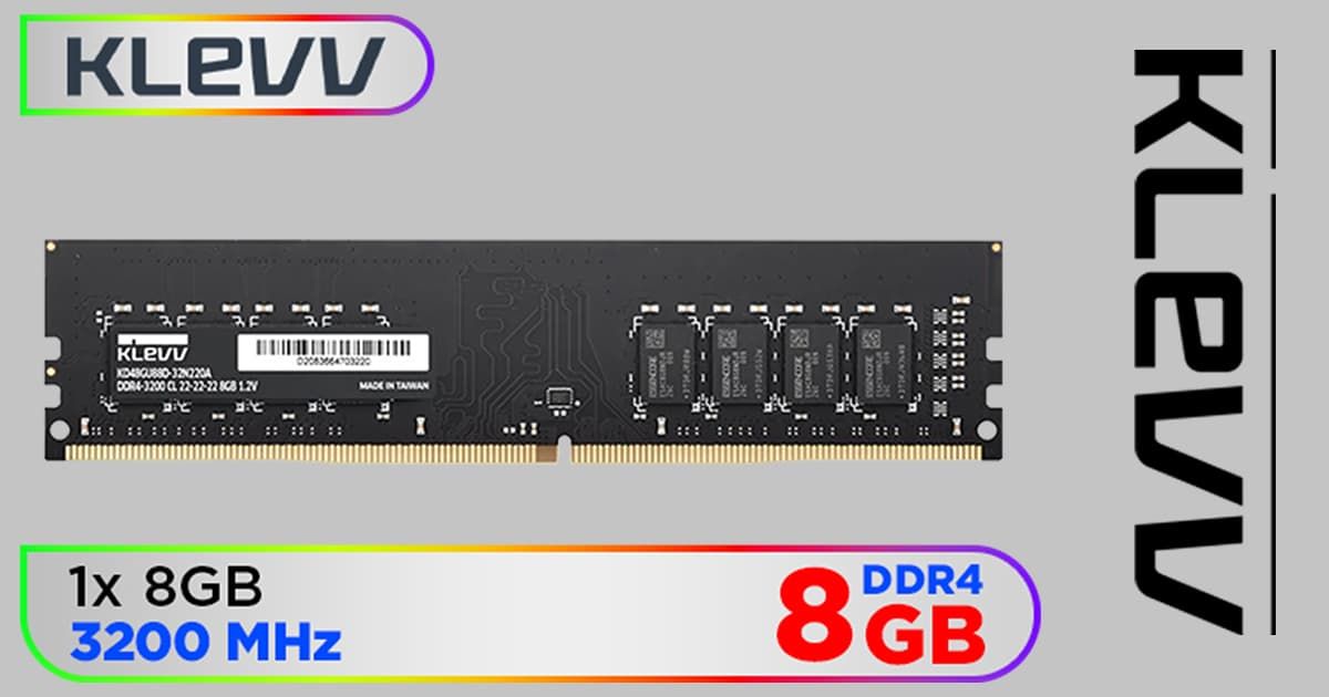 KLEVV 8GB 3200MHz DDR4 Desktop Memory - Fast & Reliable RAM